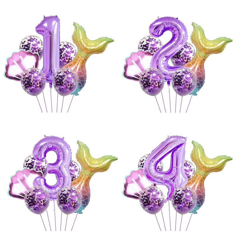 Disney Mermaid Theme Balloons Set Fish Tail Foil Balloon 32inch Gold ...