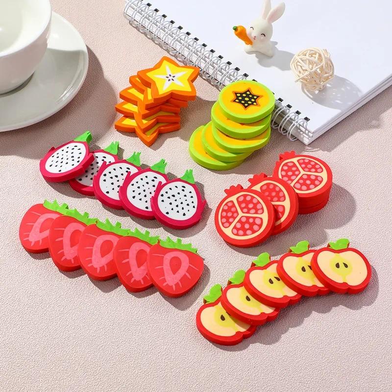 6pcs/bag Cartoon Fruit Eraser - Apple / Papaya / Carambola / Strawberry ...