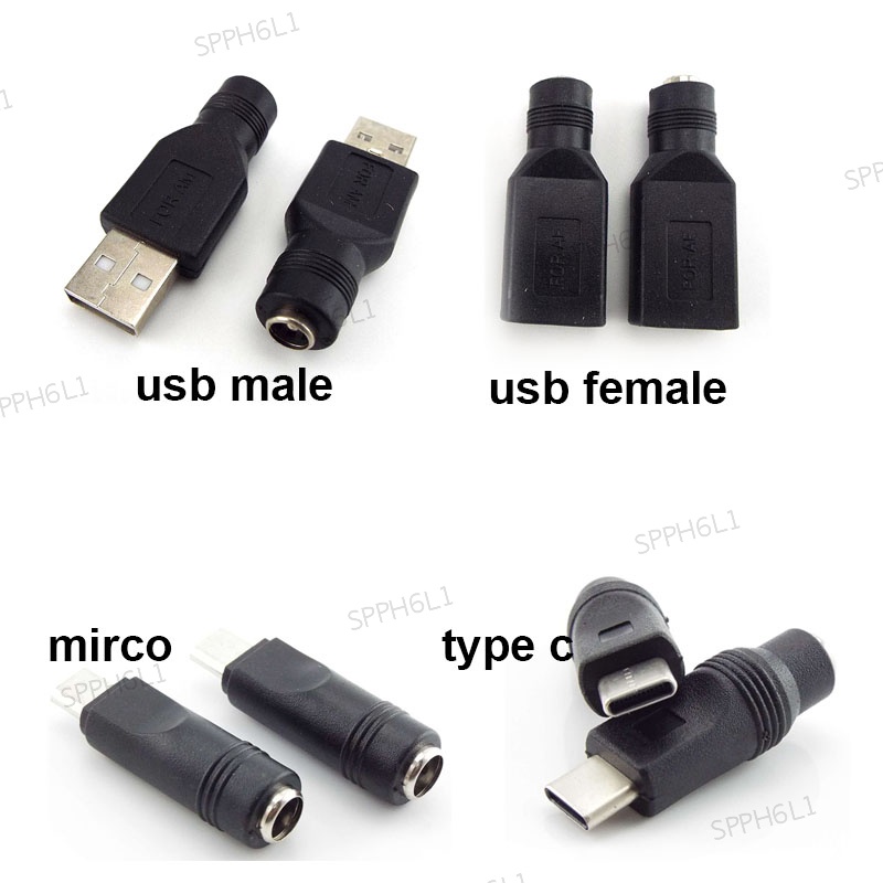 DC Female power Jack 5.5*2.1mm To USB 2.0 mirco type c type A Plug male ...
