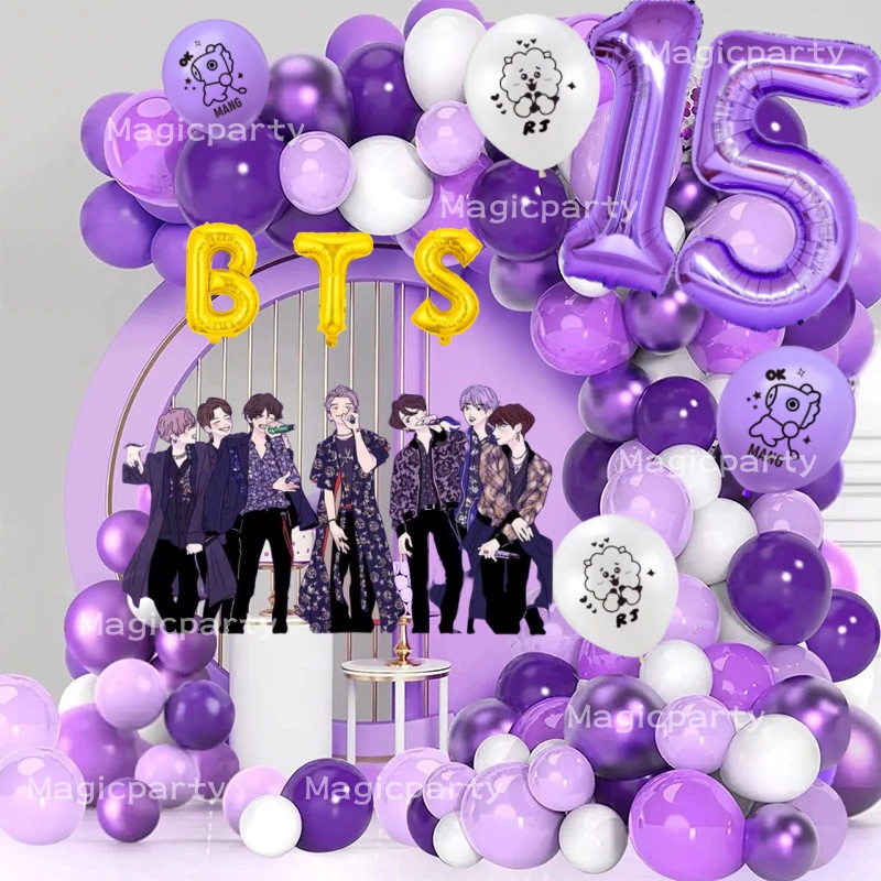 BTS Balloon Balloon RJ Mang Purple 32inch 15-25th Number Balloons ...