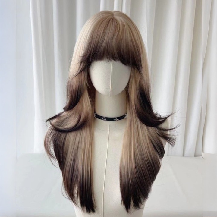 Mga-181 Wig Female Long Hair Full Headgear Style Big Wave Siamese Cat ...