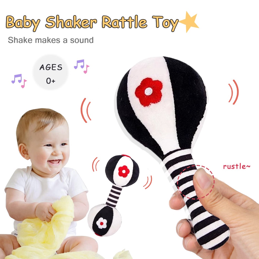 2PCS Baby Shaker Rattle Toy Sand Hammer Dumbbell Comfort Toy Wrist ...