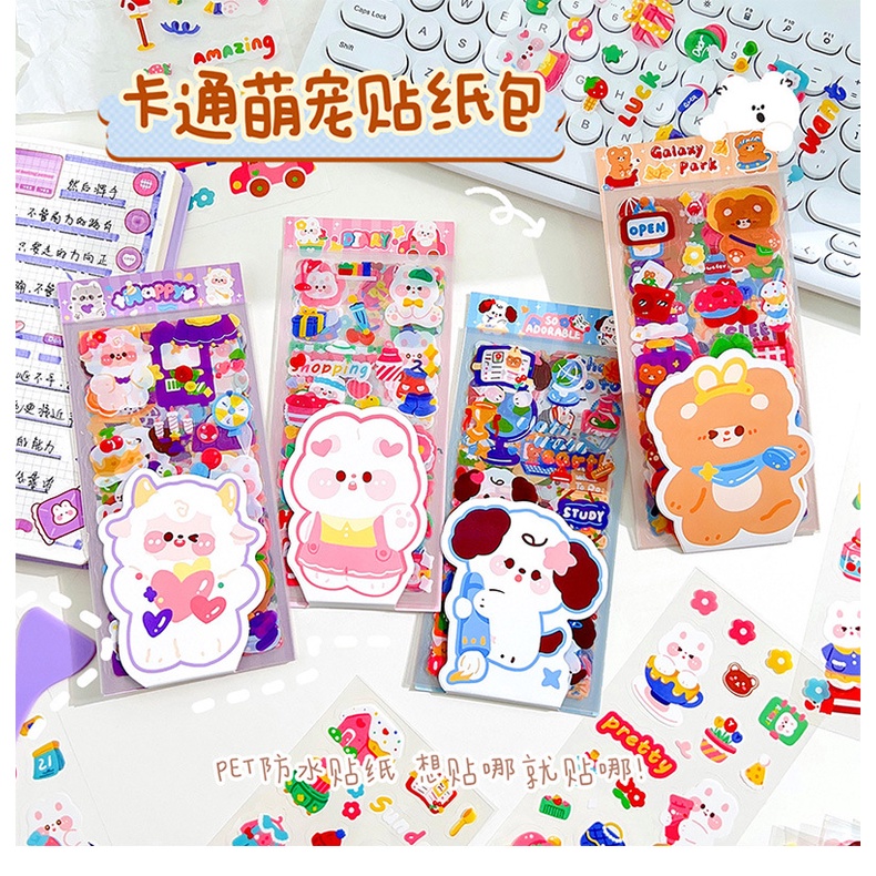 (10pcs/ Pack) Cute Cartoon Sticker Set PET Waterproof Sticker DIY Water ...