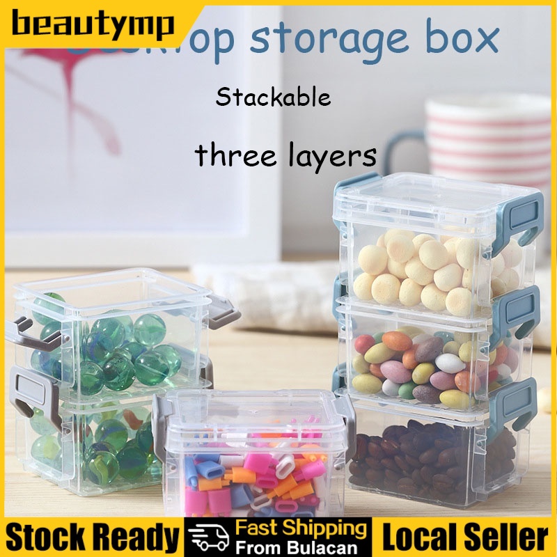3 layers Mini Stackable Storage Box Transparent multifunctional car box ...