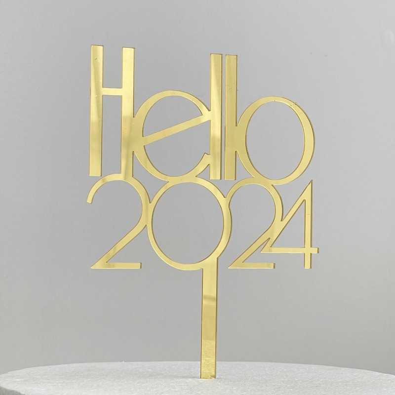 Acrylic Hello 2024 Cake Topper,Welcome 2024 cake decoration,New Year's ...
