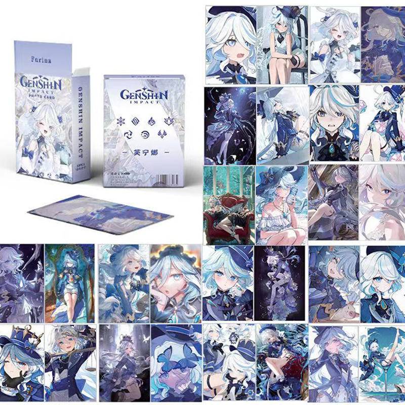 50Pcs/Set Anime Game Genshin Impact Double Sided Printing Card Focalors ...