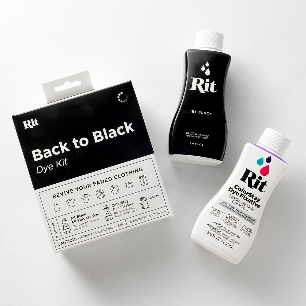 Rit Dye Kit, Back To Black with Rit Dye Jet Black and Rit Colorstay Dye ...