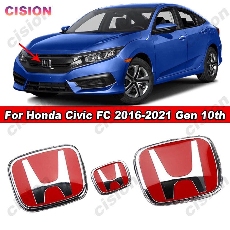 1x Acrylic Honda Red 3D Emblem Front Rear Steering Wheel Logo Frame ...