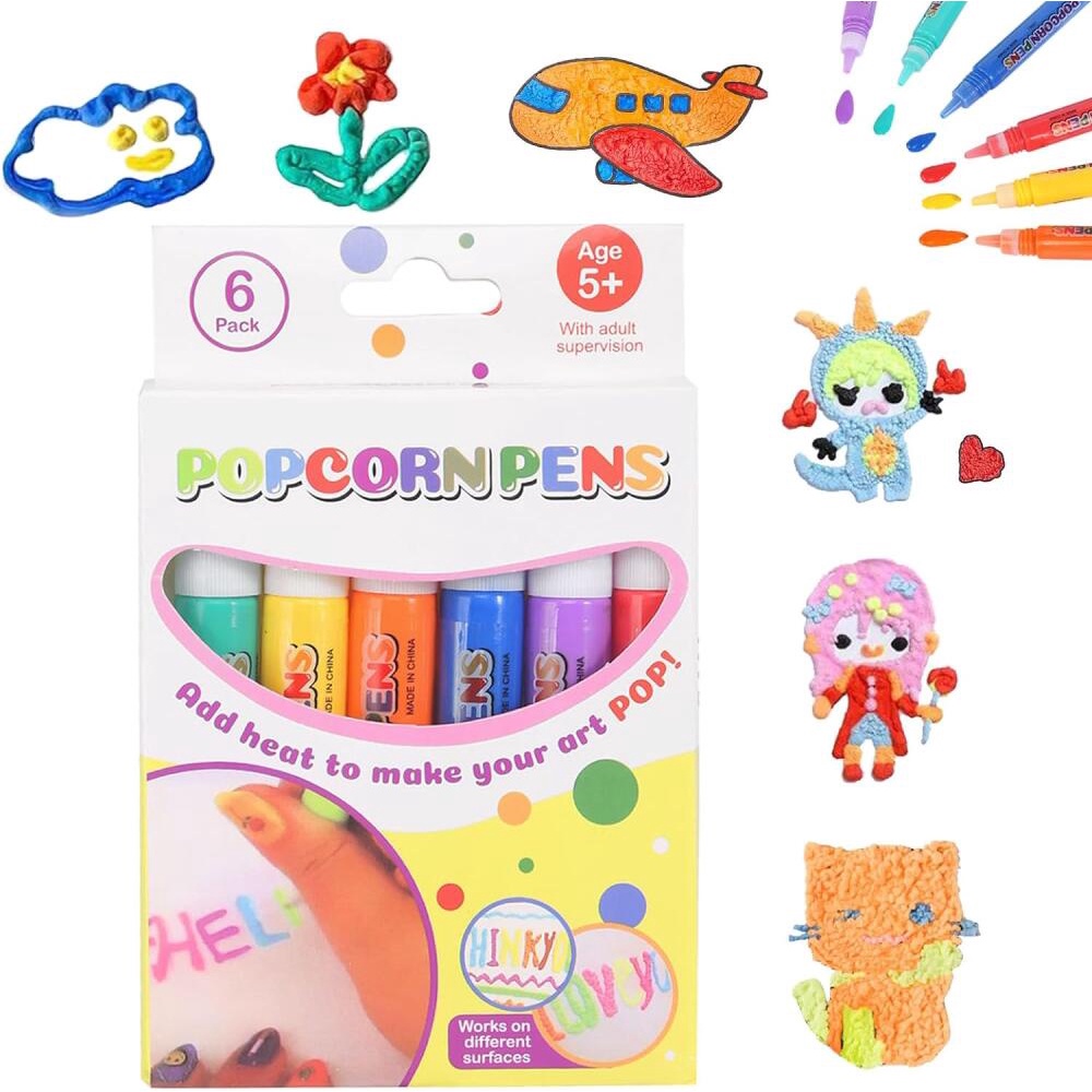 Magic Popcorn Pens 6 Colors Magic Puffy Pens for Kids DIY Bubble ...