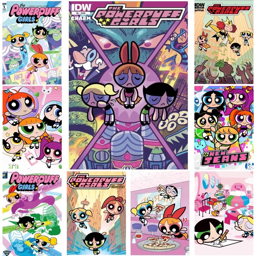 Cartoon P-Powerpuff Star Girls Poster Paper Print Home Living Room ...