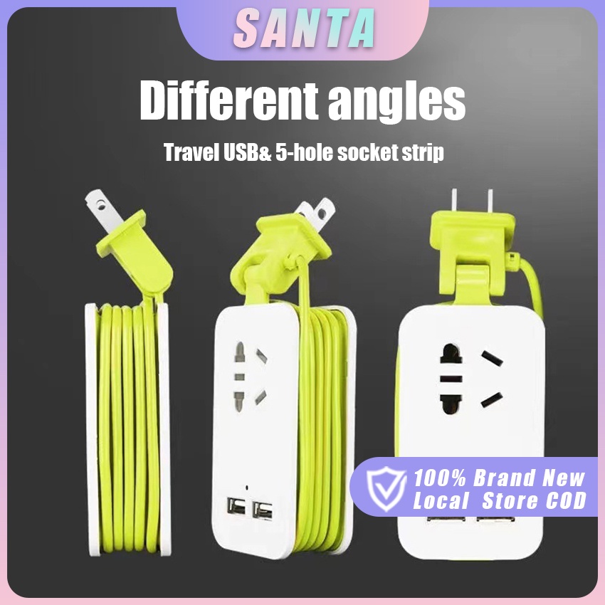 110 220v Retractable Storage Socket Home Travel Power Strip Extension Cord 1 5m Porous Socket