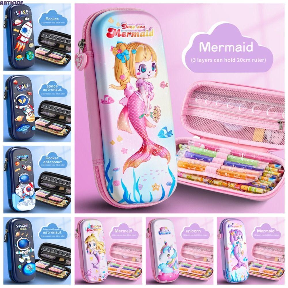 ANTIONE 3D Mermaid Pencil Case, Mermaid Astronaut 3D Space Pen Case ...