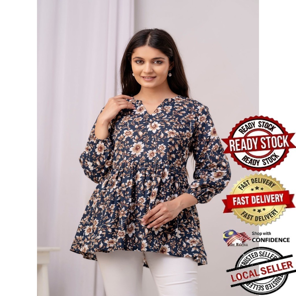 Short Kurti Indian Women Kurtis Top Saree Sari Punjabi Suit Readymade ...