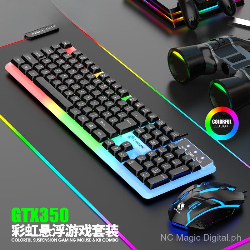 Glowing Keyboard and Mouse Set Floating Keyboard Mechanical Feel Gaming ...