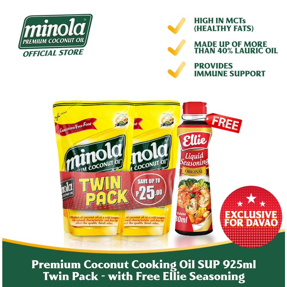 Minola Premium Coconut Cooking Oil Sup 925ml Twin Pack + Ellie ...