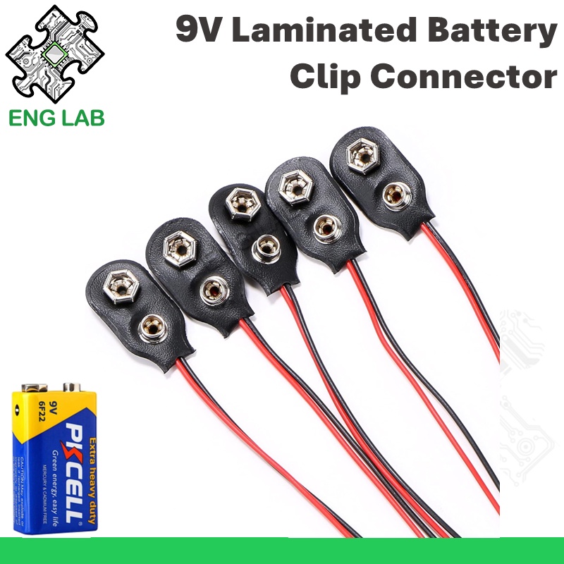 ENGLAB★9V Battery Connector, Laminated Battery Leads, Clip Connector ...