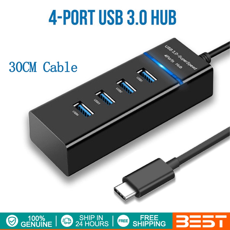 Type C USB Hub 3.0 Super Speed 4 Port Hub USB C Port 30CM Cable Docking Station Converter ...