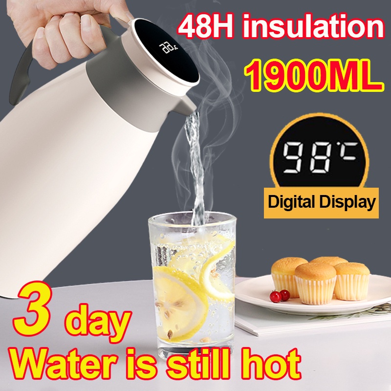 Tumbler Hot and Cold 48 hours 1.9L Large Capacity Thermo flask BPA Free Food Grade Digital ...