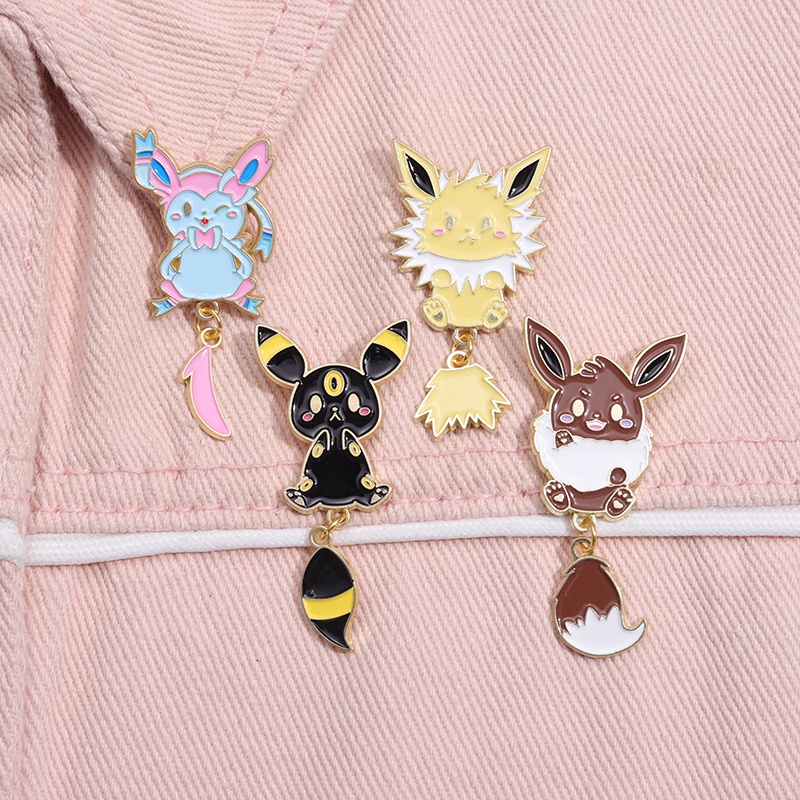 Cartoon Animation Game Pokémon Brooch Cute Tail Pendant Metal Badge ...