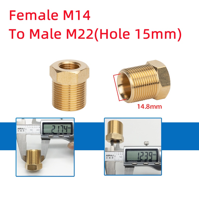 Brass 3/8" 1/4" M14 M18 M22 Thread Connector Male Female Adapter for High Pressure Washer Gun ...