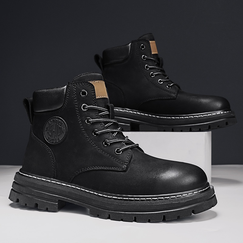 Retro Martin Boots Ankle British Style Motorcycle boots Round Toe ...