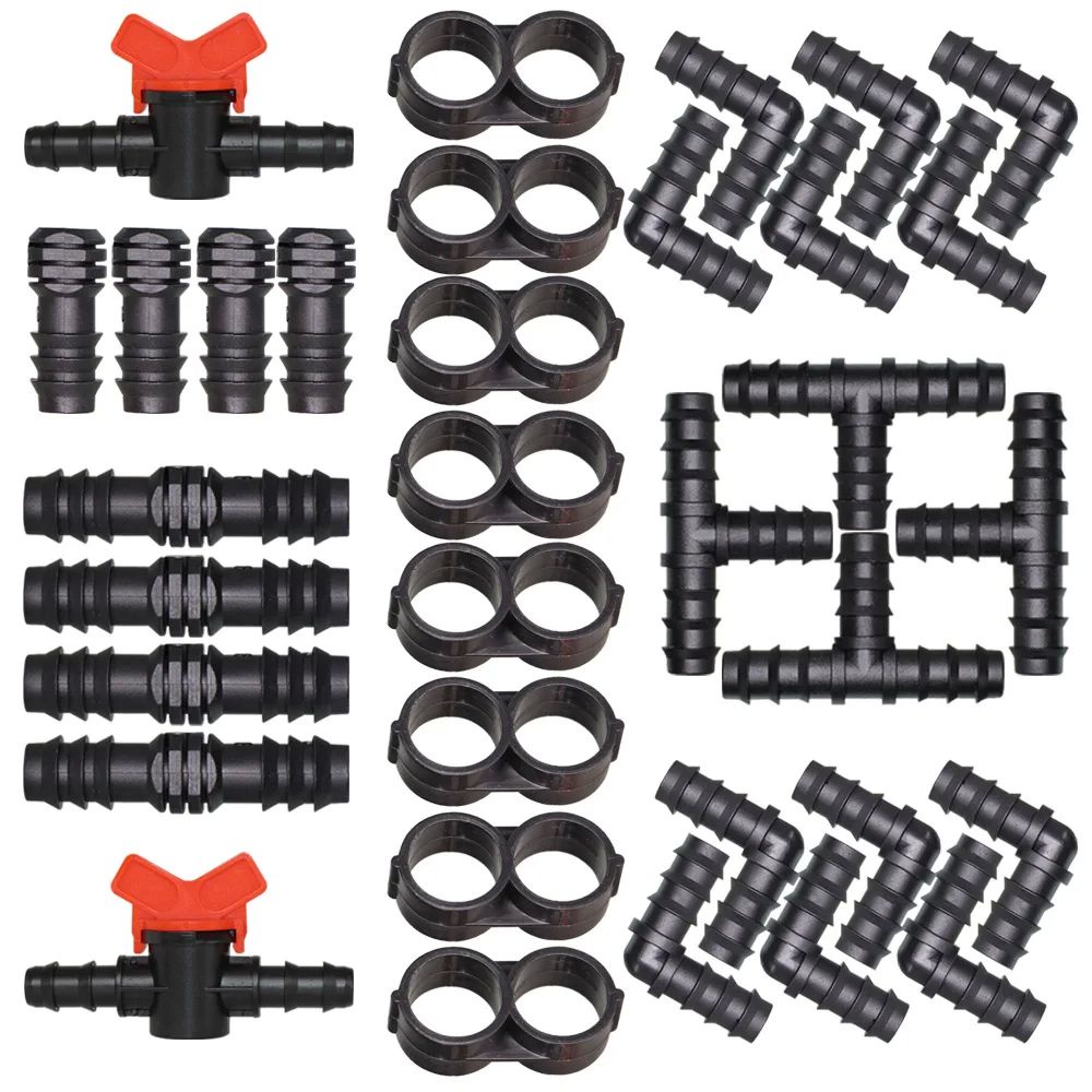 16mm PE Tubing Barbed Fittings Kit Garden Drip Watering Connectors Tee ...