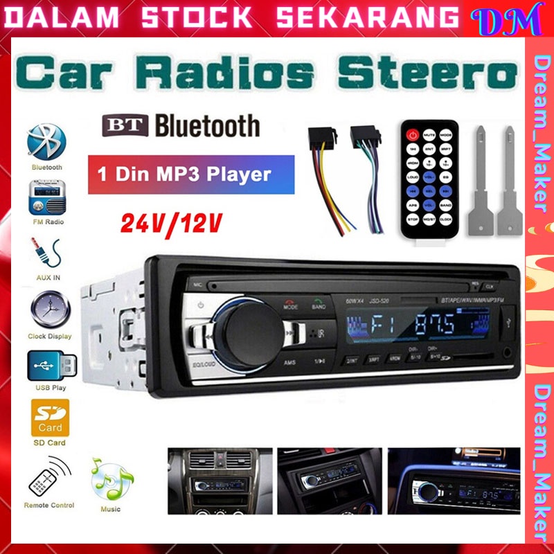 BisaCOD 24V Car Radio In Dash 1 Din Tape Recorder MP3 Player JSD-520 JSD-520 FM Stereo Audio USB ...