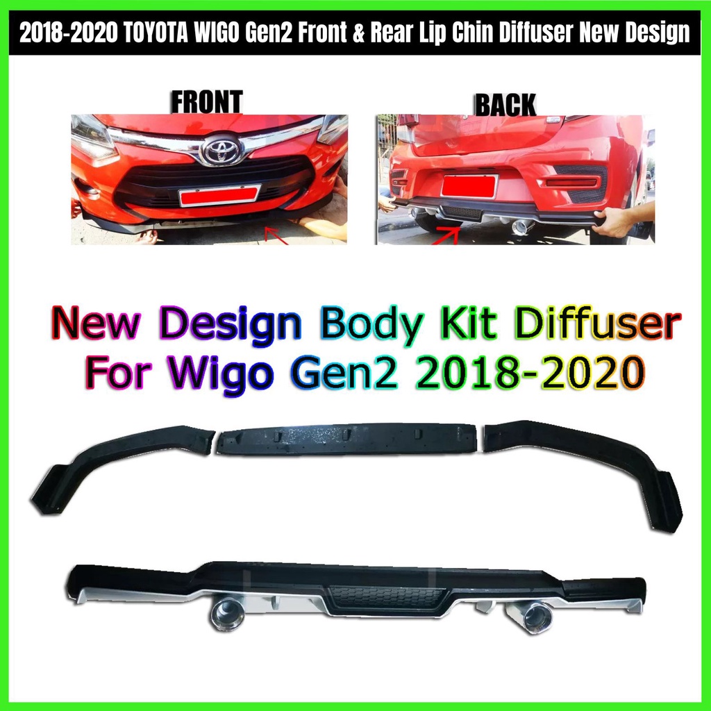 2018-2020 TOYOTA WIGO Gen2 Front & Rear Lip Chin Diffuser New Design ...