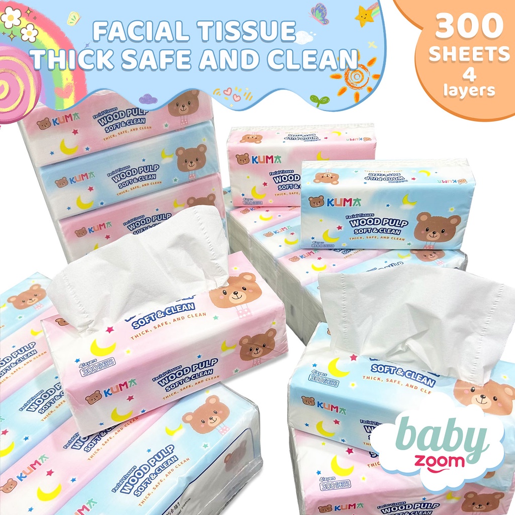 BabyZoom Baby Tissue Paper Towel 300Sheets 4Layers 100% Wood Towel ...