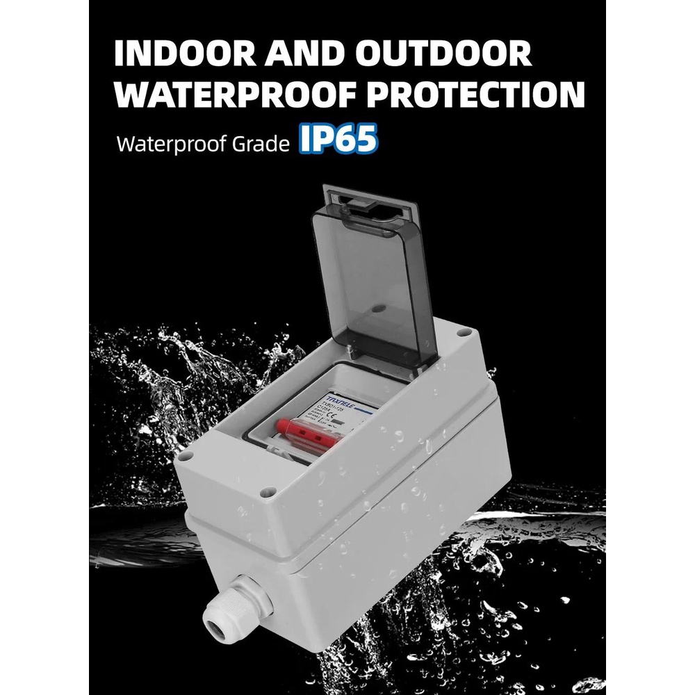 Waterproof Distribution Box AC DC Solar Circuit Breaker MCB Junction Wire Box HT Outdoor IP65 ...