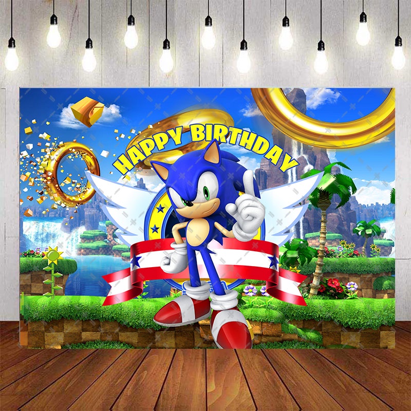 Sonic Birthday Backdrop For Photography Baby Shower Kids Children Blue ...