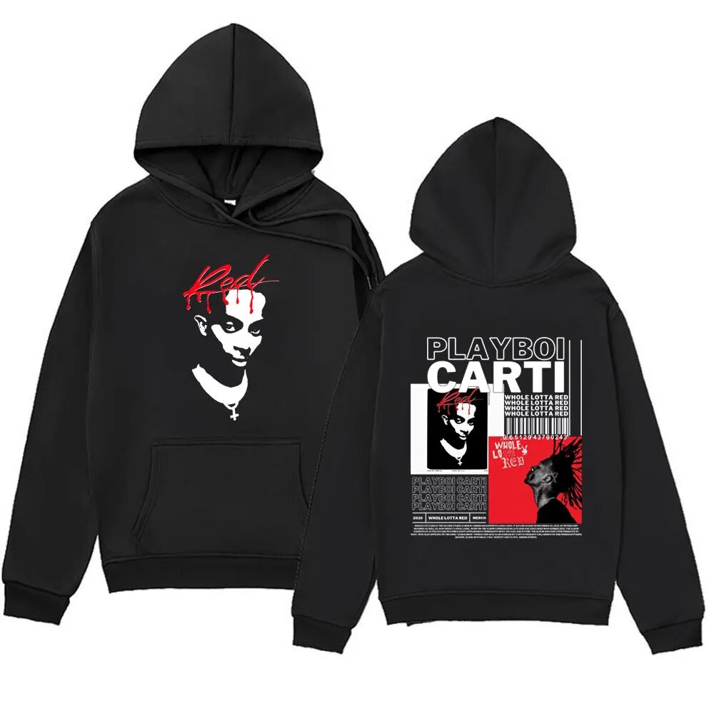 Hip Hop Rapper Playboi Carti Whole Lotta Red Music Album Fashion Hoodie ...