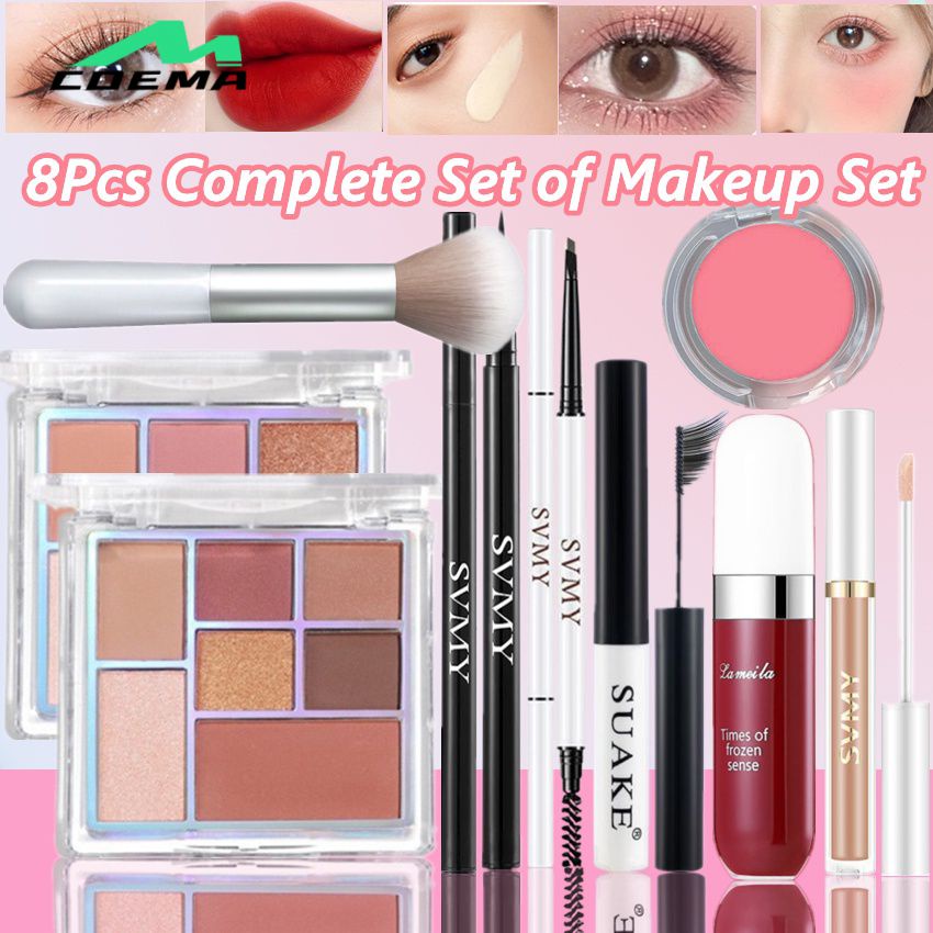 8pcs Complete Set Of Makeup Set 7 Color Eyeshadow Palette Blush ...