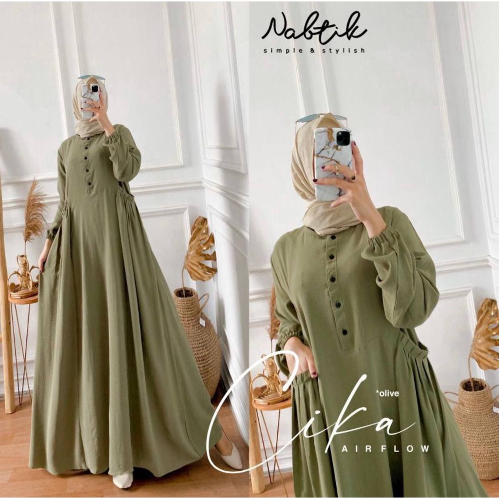 Chika Dress - Latest Gamis Crinkle Airflow Premium Plain Women's Dress ...