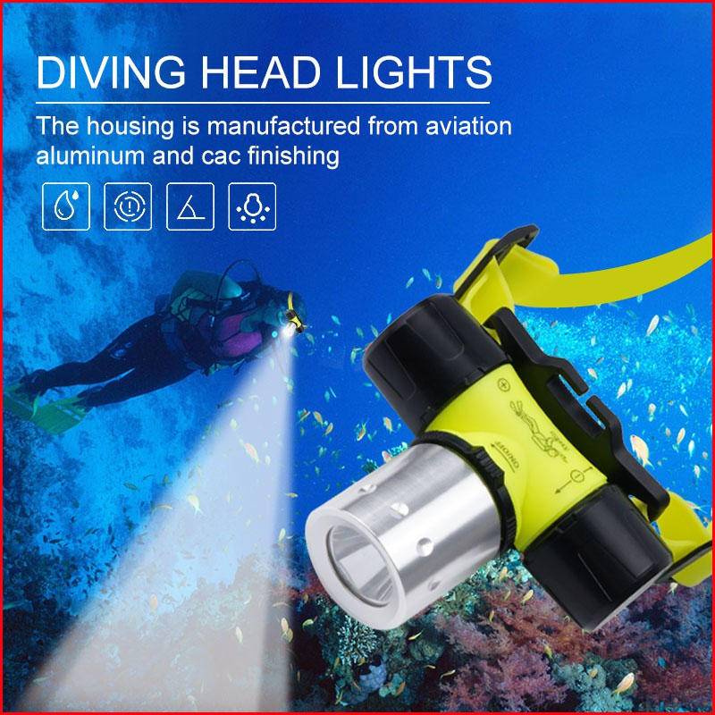 Diving Flashlight 3500 Lumens 3 Modes Waterproof Underwater Headlamp ...