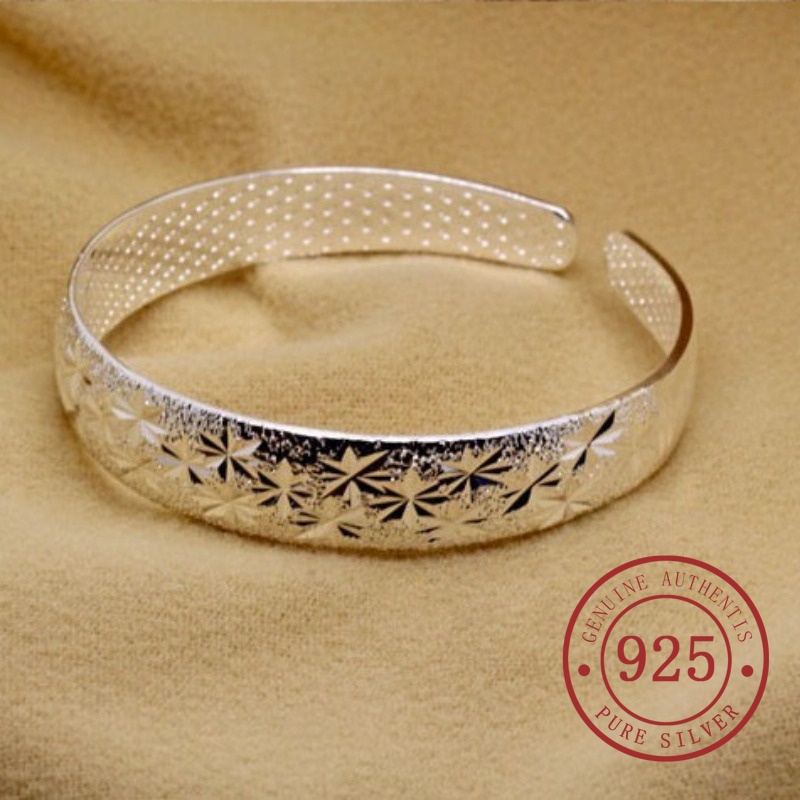 S925 Silver Starry Sky 12mm Wide Open-Ended Bracelet Valentine's Day Gift | Shopee Philippines