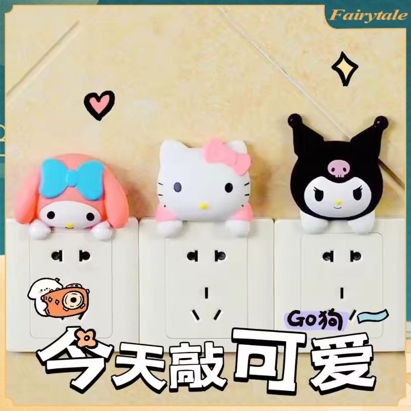 Sanrio Hello Kitty 3d Switch Sticker Cute Cartoon My Melody Wall Socket ...