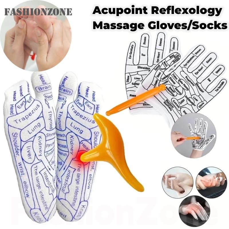 Creative Hand Foot Gloves Socks Massage Acupoint Illustrated Socks ...