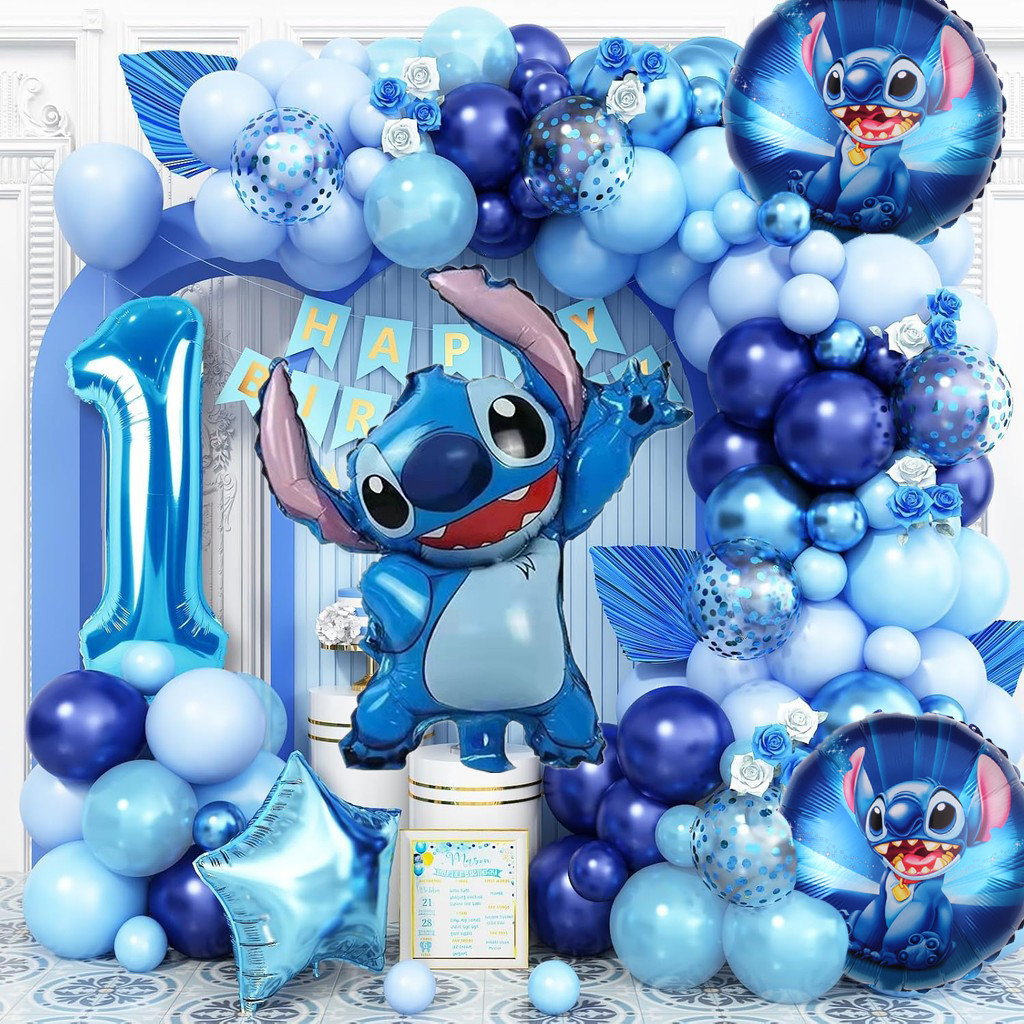 Lilo Stitch Theme Balloon Blue Balloon set Kit Stitch 1-9 Foil Balloon ...