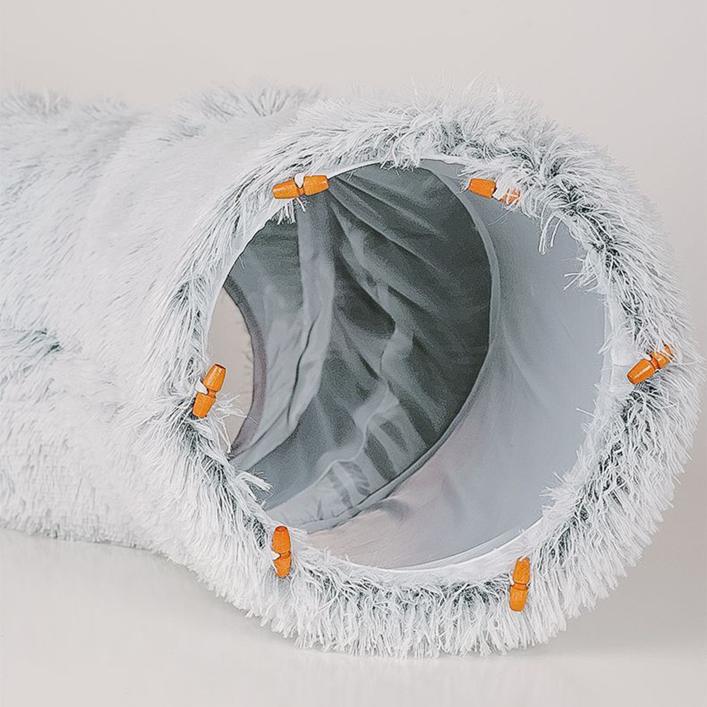 Winter Warm Cat Cave Round Foldable Cat House Long Plush Cat Tunnel Bed ...