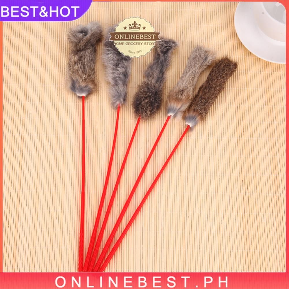 5pcs Funny Elastic Plastic Long Pole Plush Feather Tease Cats Stick Pet ...