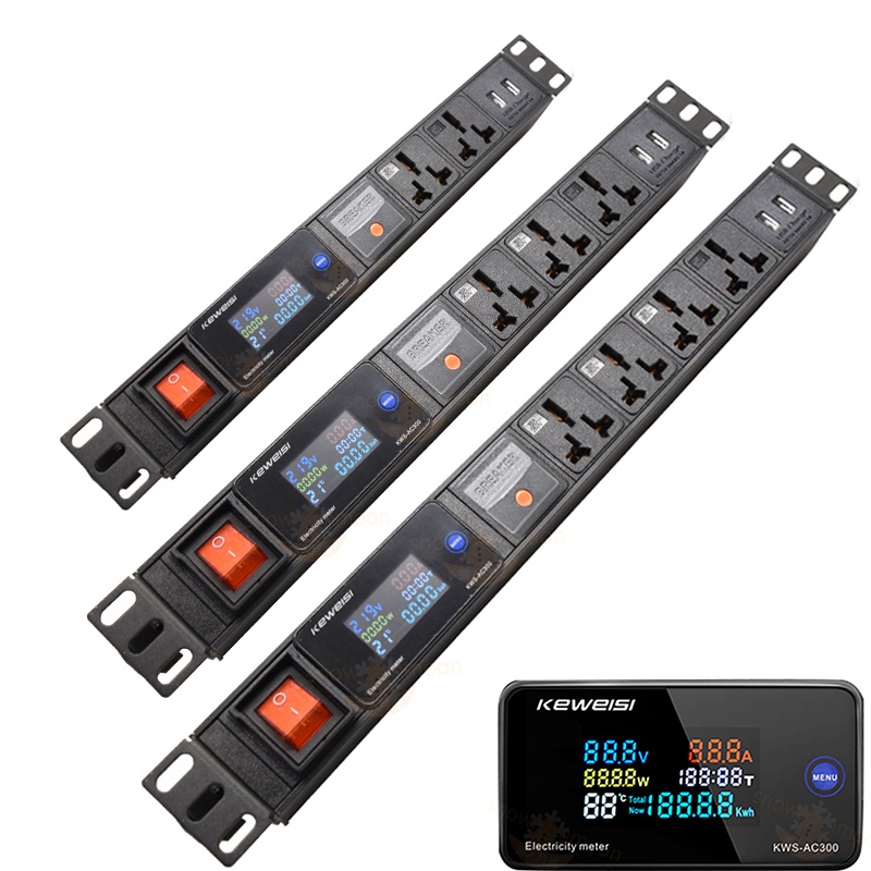 PDU cabinet with digital display instrument overload power strip, 16A universal hole expansion ...