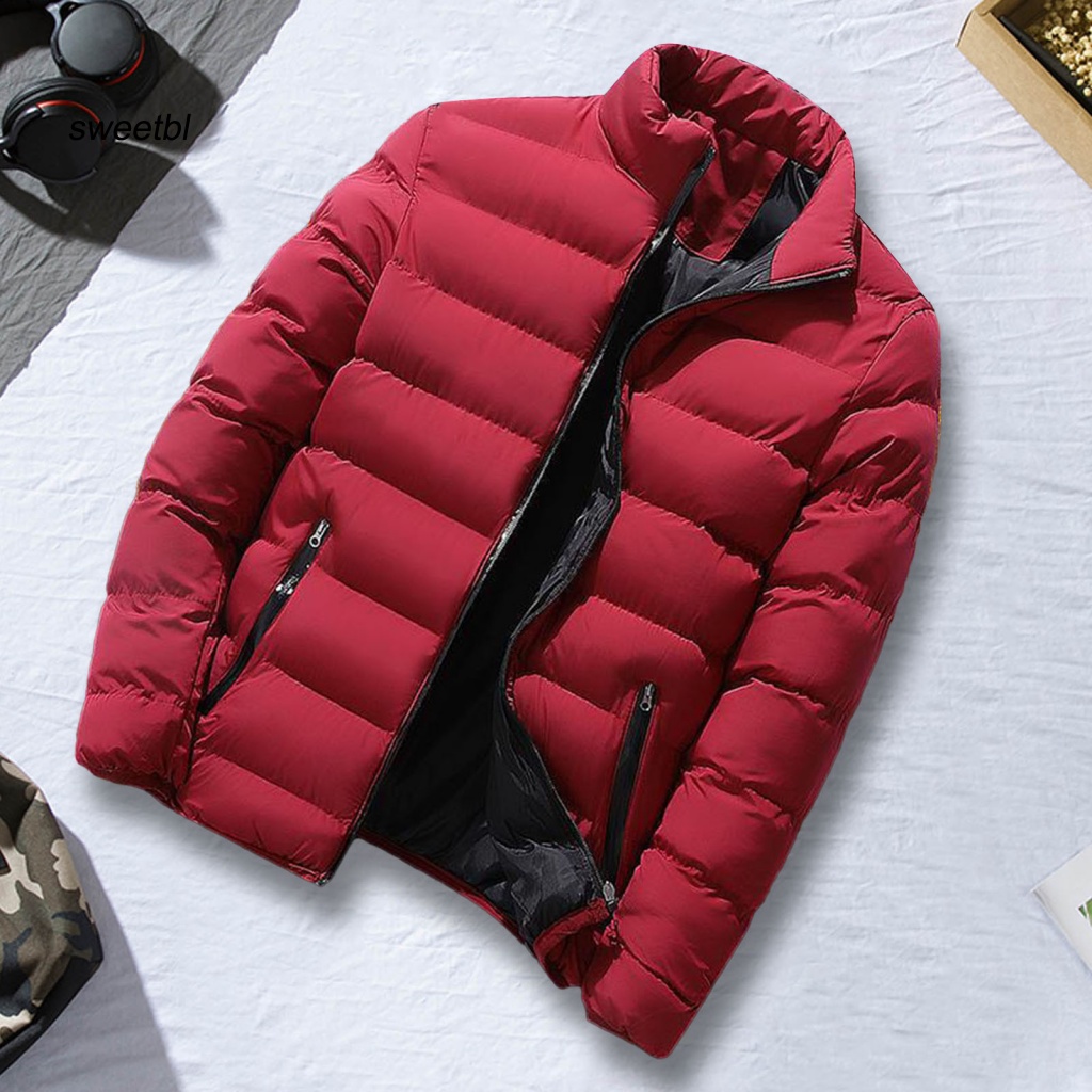 SWE Full Zipper Coat Solid Color Jacket Stylish and Warm Men's Winter ...