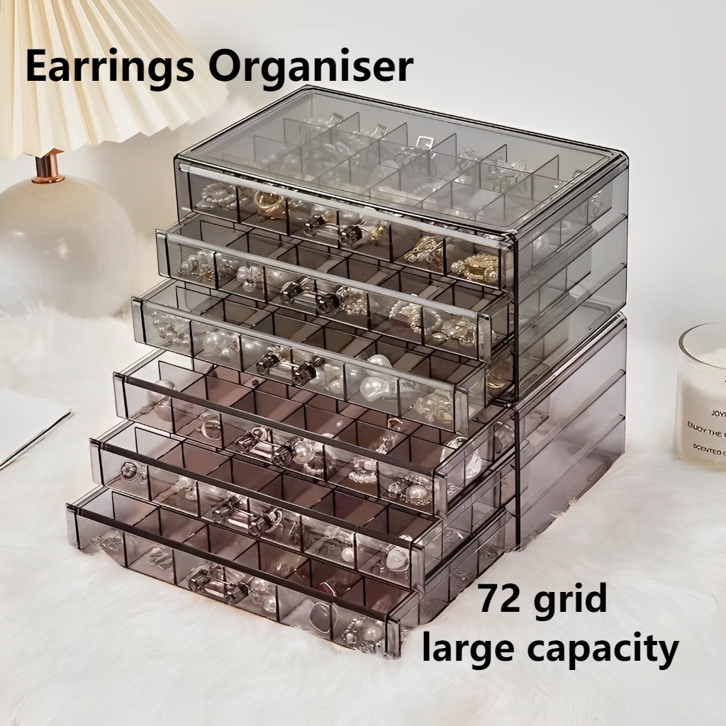 acrylic jewelry organizer 72 grid stackable design can hold rings ...
