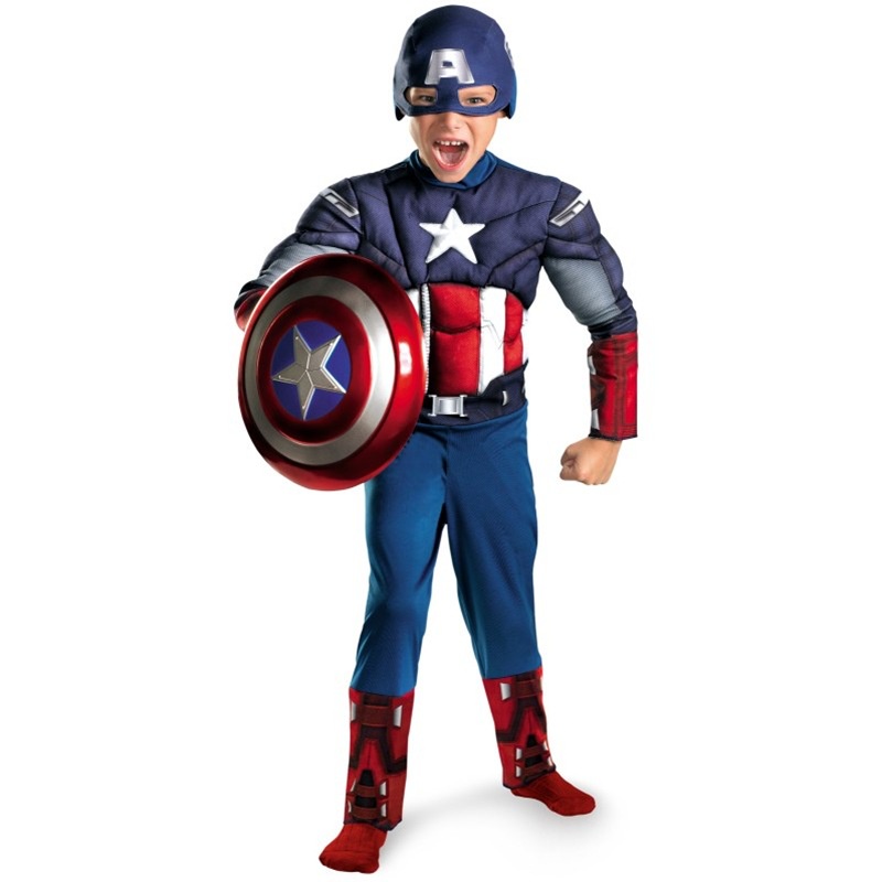 Superhero Captain America Muscle Boy Dress Up Movie Figure Cosplay ...