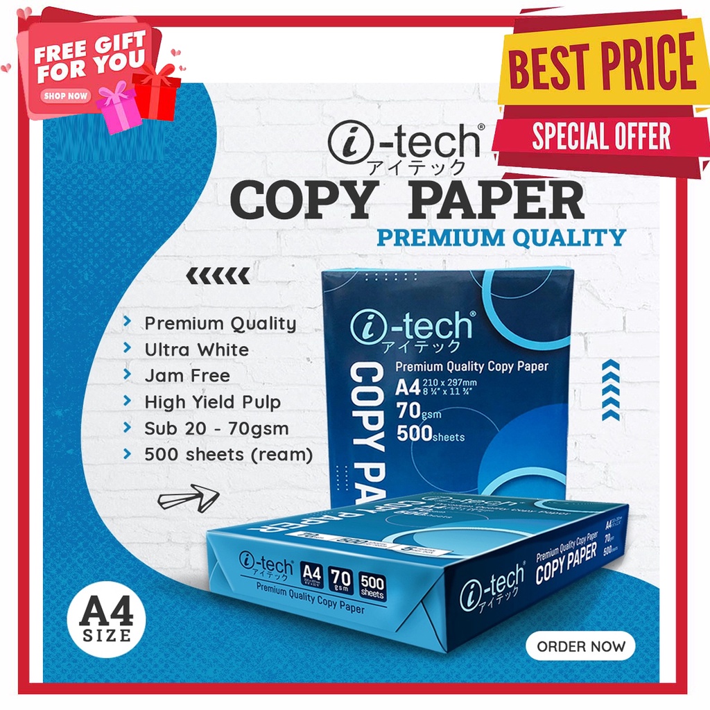 Bond Paper ITECH 70gsm / Inkjet Paper for School and Office Use A4 size ...