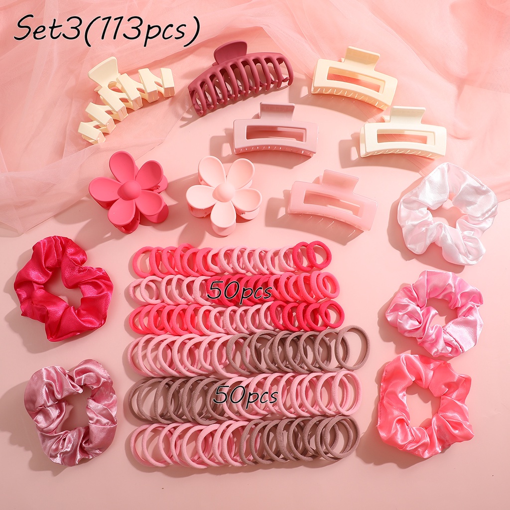 Pink Claw Hair Clip Scrunchie Flower Elastic Hair Ties Hairpin Hair Acc ...
