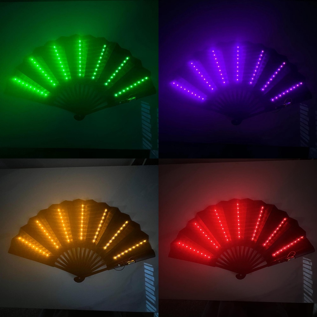 Portable Foldable Hand Fan With Led Light Dance Night Performance ...