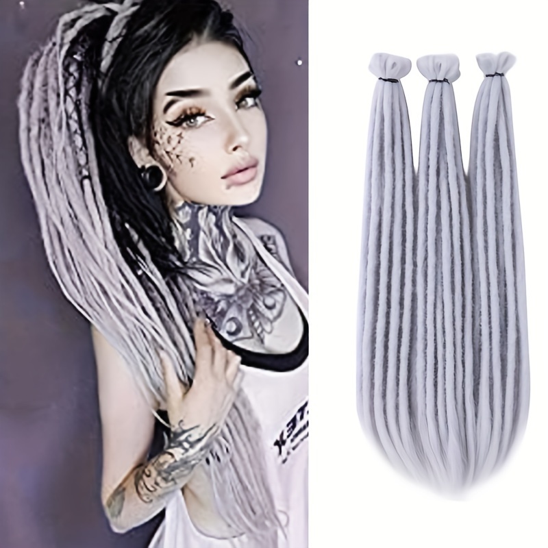 22 Inch Synthetic Dreadlock Extensions Ombre Black And Purple 10 ...