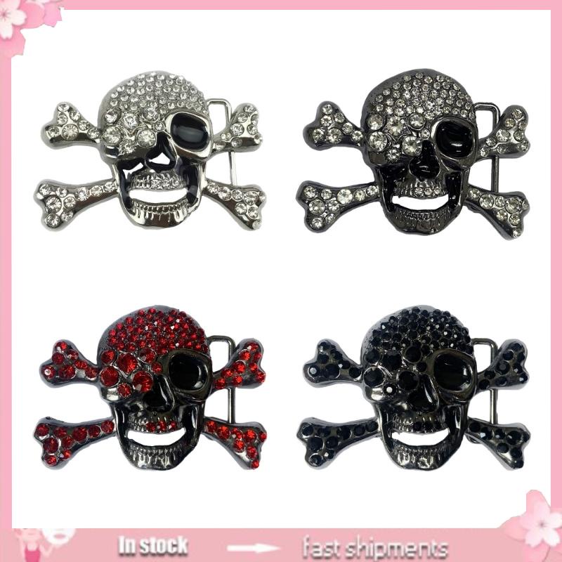 YOI Gothic Halloween Rhinestone Skull Belt Buckle Cowboy DIY Waist Belt ...